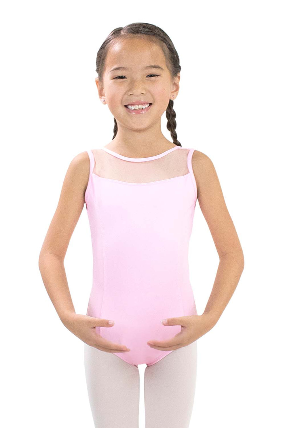 Girls' Microfiber Mesh Insert Boat Neck Leotard | Dancewear | Basic Moves